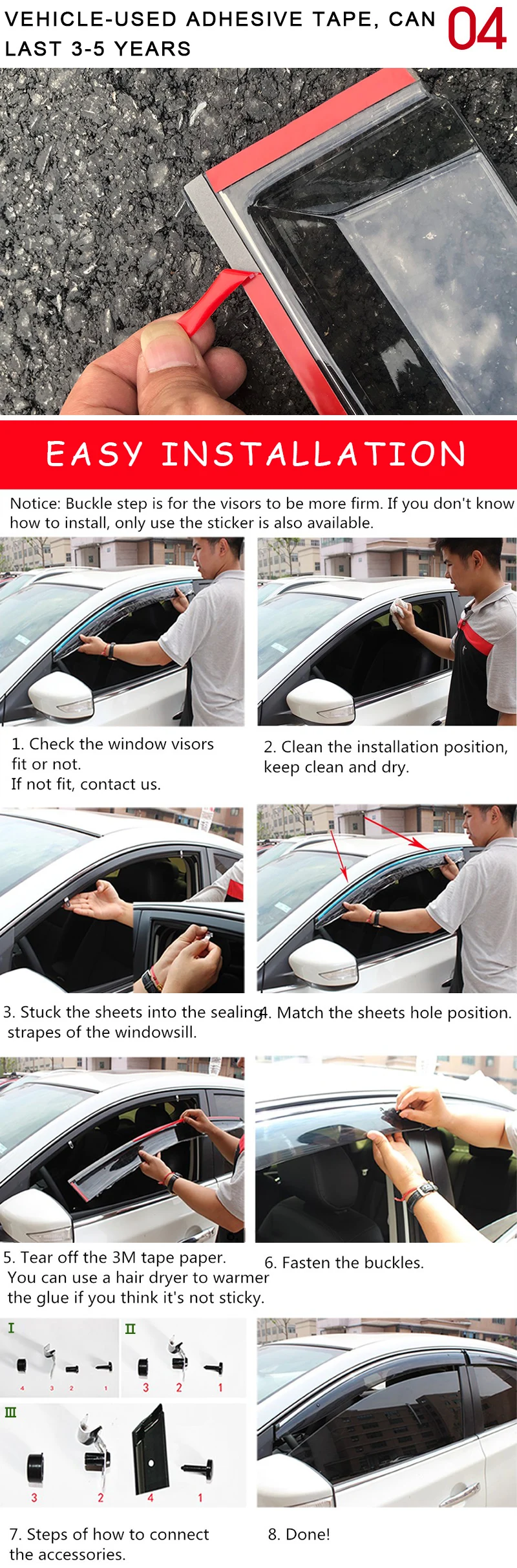 For Ford Equator 2021-2023 Car Window Sun Rain Shade Visors Shield ...