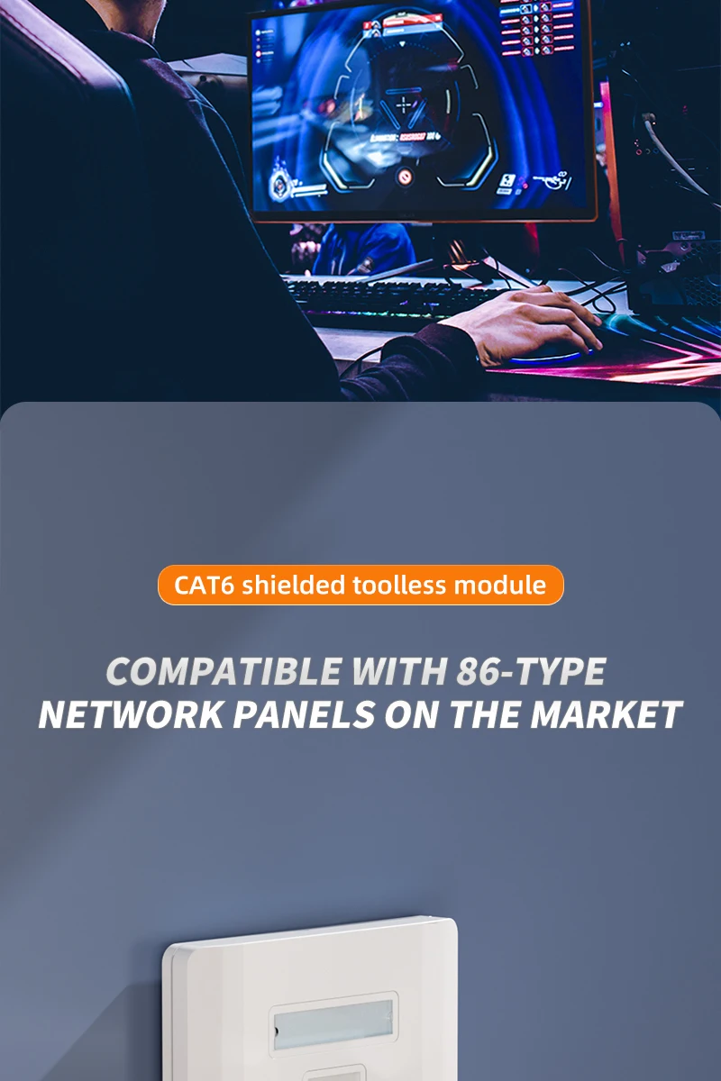 180 Degree CAT6 shielded Toolless Network Module CAT6 FTP Keystone Jack ...