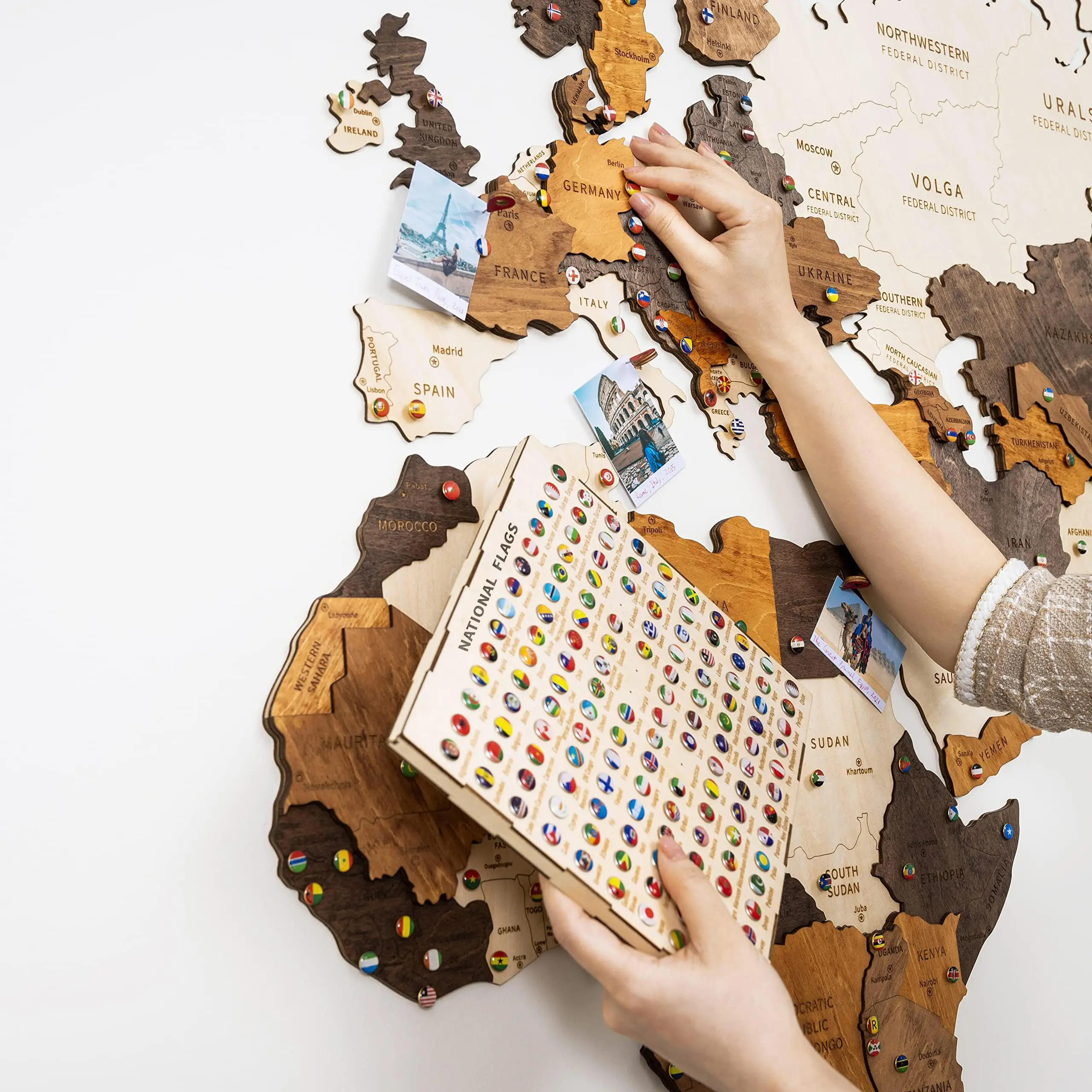 Multilayered 3d Wooden World Map Art Deco Design Office Decor Birthday ...