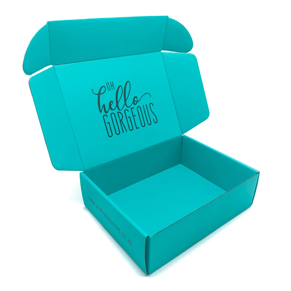 Custom Corrugated Packaging Large Lash Makeup Eyelash Nail Jewelry Teal Shipping Mailer Gift Box ...