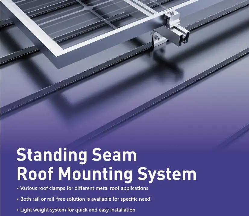 Pitched Metal Roof Standing Seam Pv Structure Solar Panel Metal Tin ...