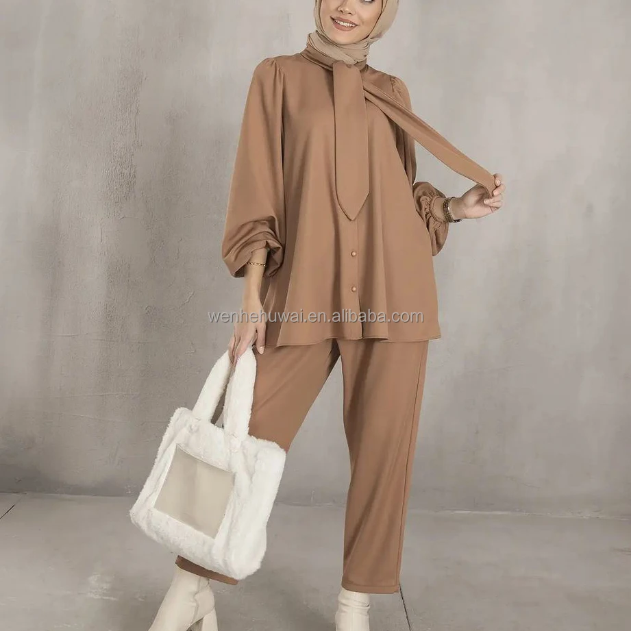 Customized Solid Color Muslim Tunic Pants 2 Piece Suit Set Muslim Co ...