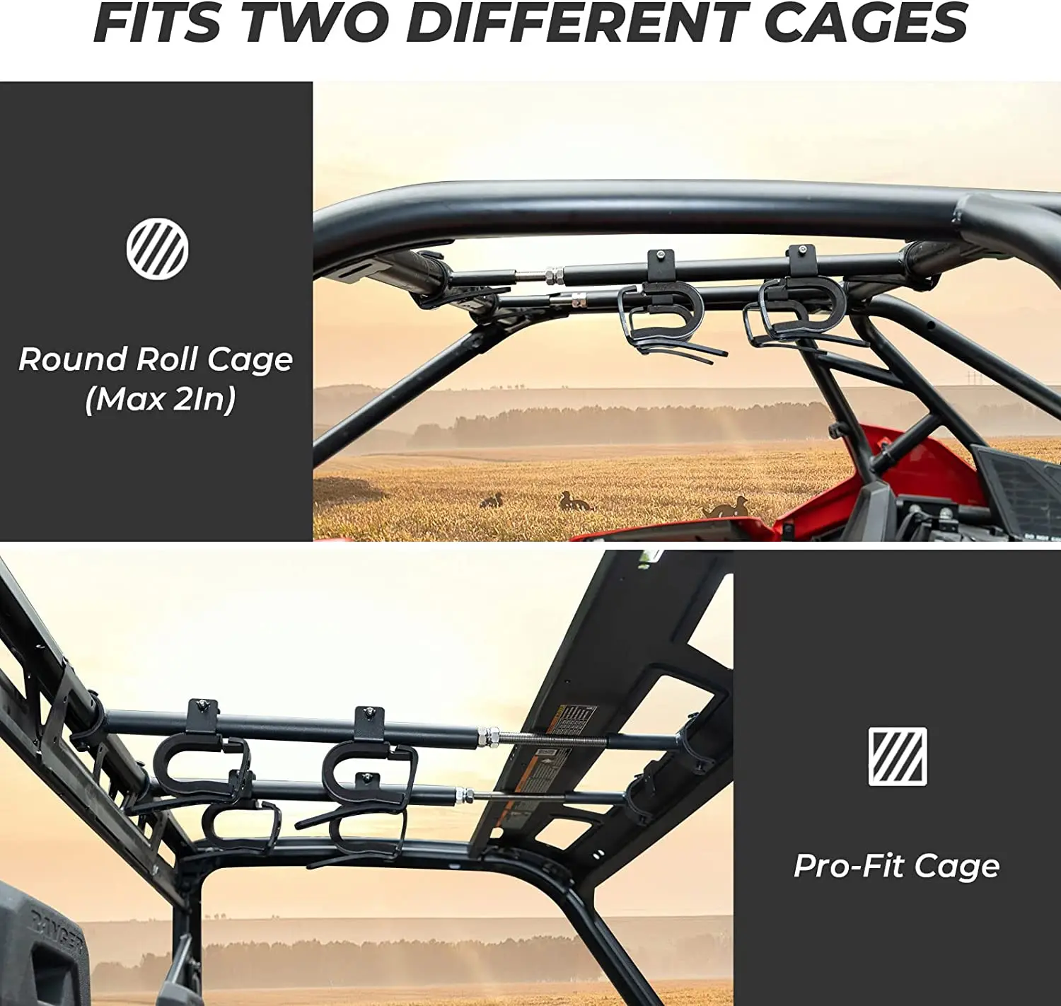 21in-28in Roll Bars Depth Roof Gun Carrier Bow Rack UTV