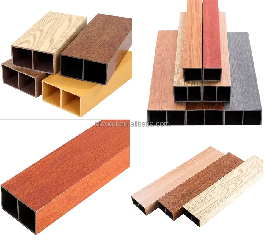 Exterior 5*10 Composite Wpc Timber Square Tube Wall Partition Sound ...