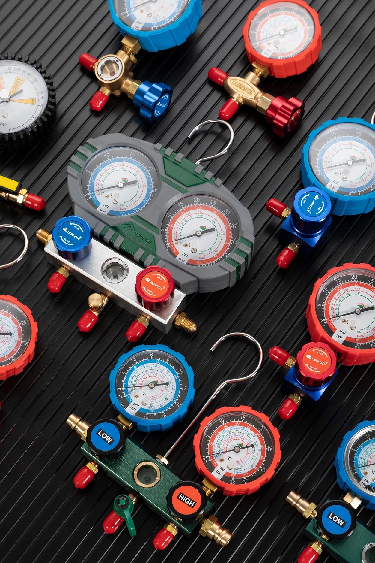 HONGSEN Digital Manifold Set for R410A, R22, R134a, R404A