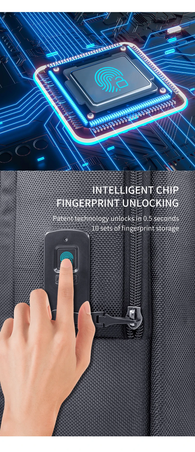 Custom New Designer Fingerprint Lock Men Durable Travel School Computer ...