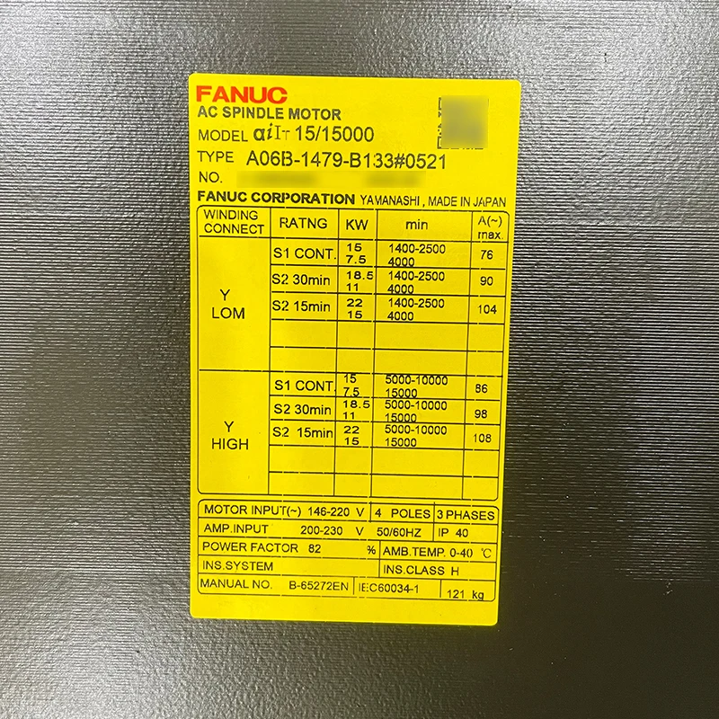 Fanuc Cnc A06b-1479-b133#0521 Ac Spindle Motor - Buy A06b-1479-b133 ...