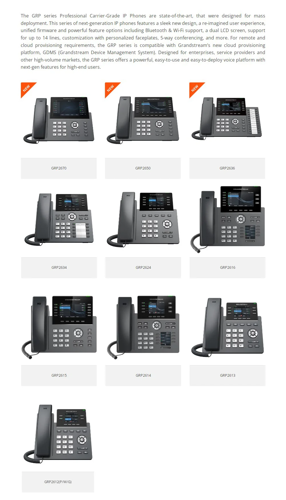 Grandstream Carrier-Grade IP Phones GRP2624 8 lines 4 SIP accounts the ...