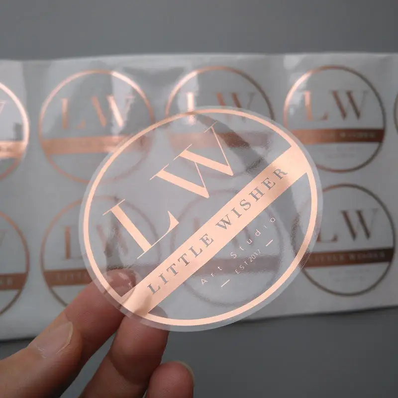 Custom Rose Gold Foil Sticker - Waterproof PVC Label