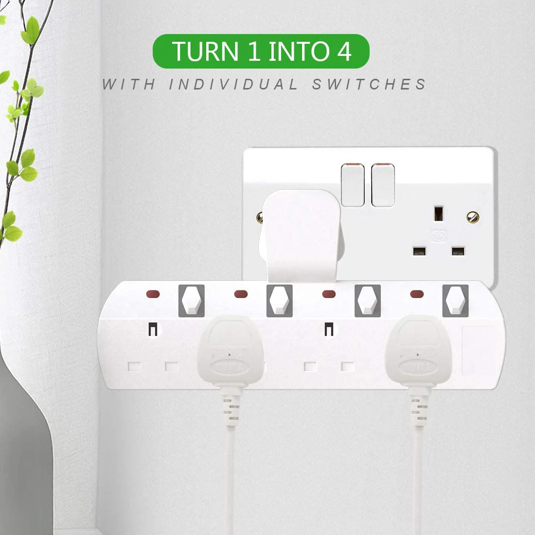 2 Way Double Plug Adapter - UK 3 Pin Socket Extensions 250V 13 Amp ...