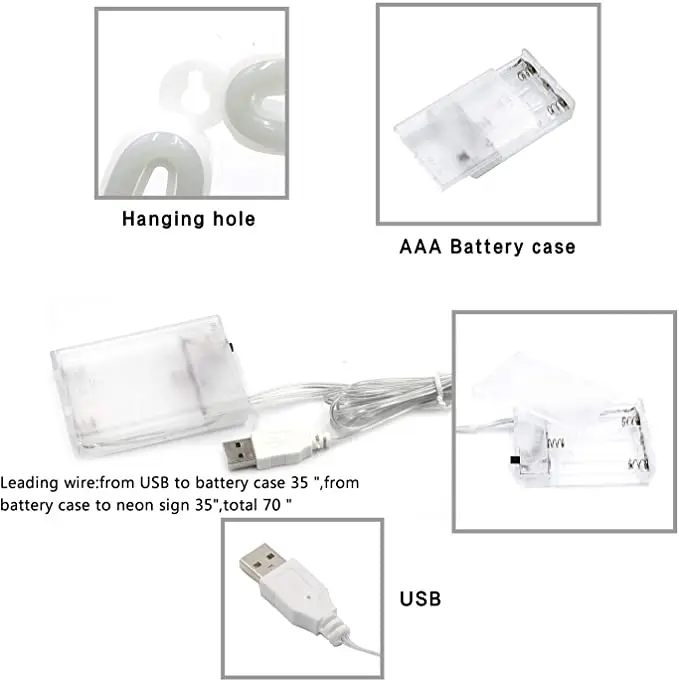 Personalized Battery Powered Pvc Luces Led De Rebow Neon Signs Para ...