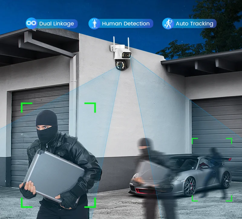 Outdoor Auto Tracking Floodlight Alarm Siren - Veezoom PTZ Camera