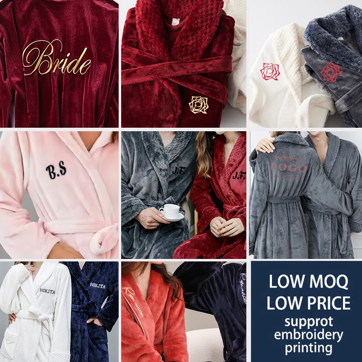 SUNHOME Flannel Fleece Luxury Hotel Bathrobes for Women Bath Kimono ...