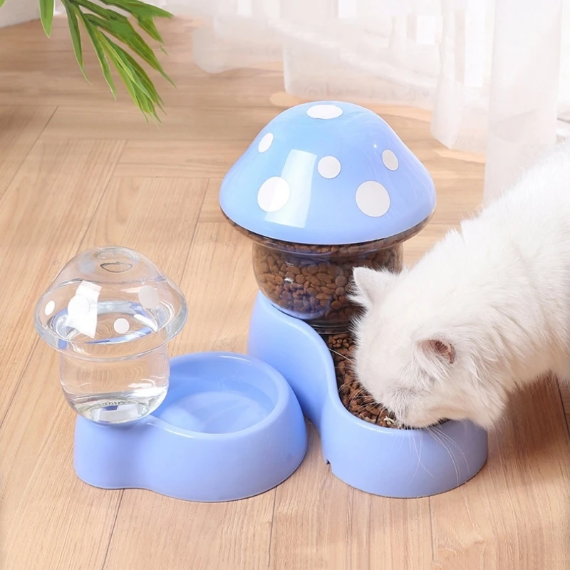 2pcs Cat Food Bowl Set Automatic Feeders And Water Dispenser Cute ...
