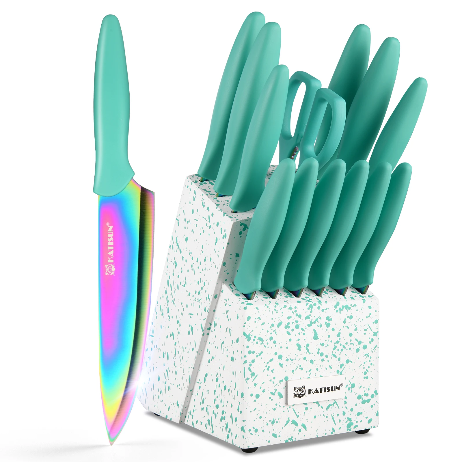 14 Pieces Rainbow Titanium Coating High Carbon Steel Blade, No Rust ...