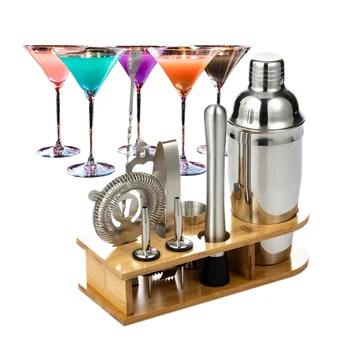 2022oem/dom304 For Bartenders Bartender Kit With Stand | Silver Bar Set ...