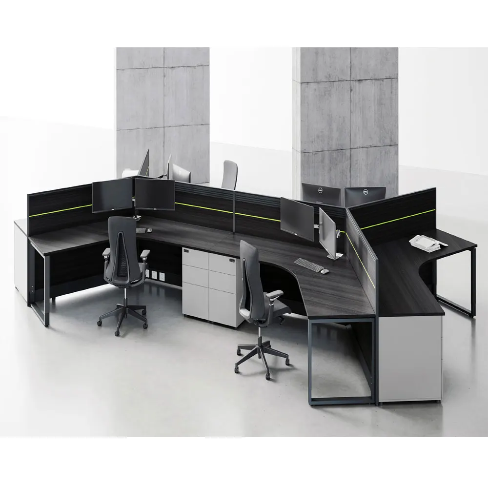 120 Degree V Shaped Modern Modular Workstation Office Table Computer ...