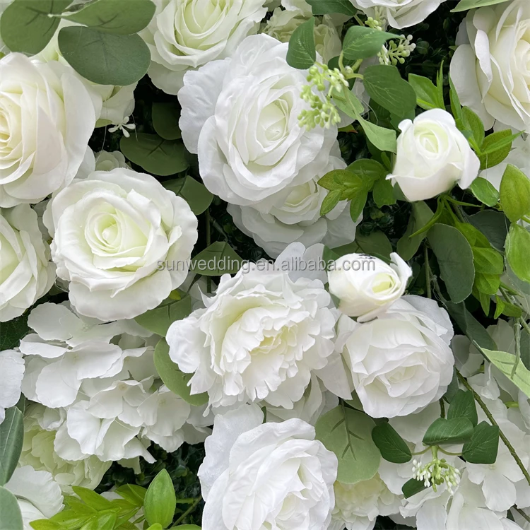 Sunwedding White Rose and Greenery Wall Backdrop Wedding Wall ...