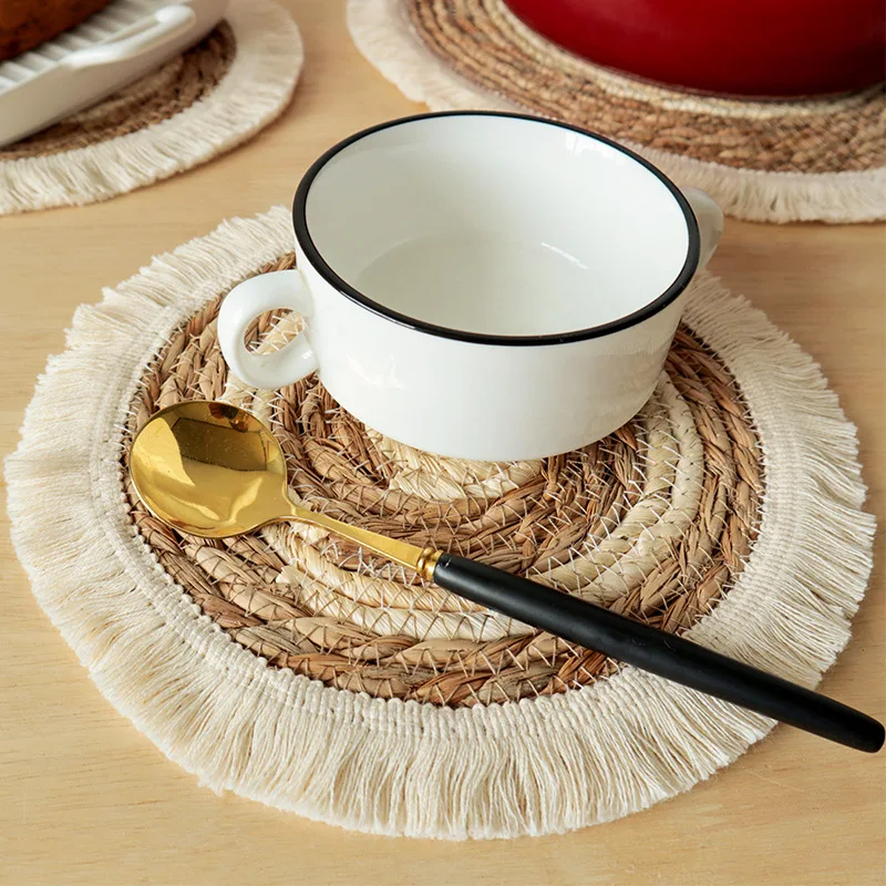 Tabletex Natural Type Water Hyacinth Placemat Cotton Tassel Handmade ...