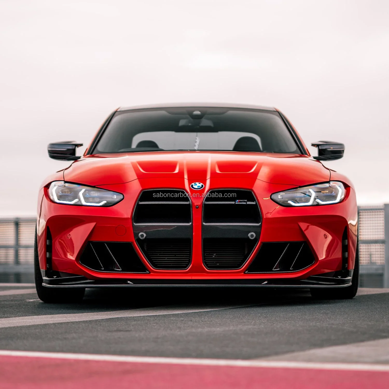 G80 M3 Front Grille V Style Double-sided Carbon Fiber Front Bumper ...