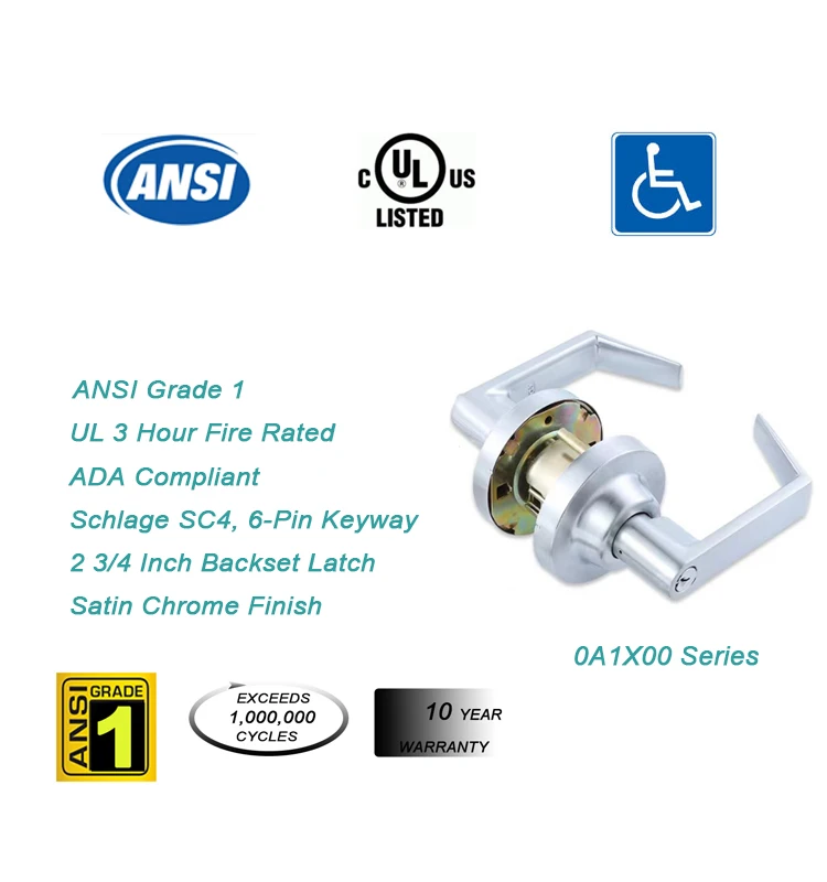 2024 Ansi Grade 1 Zhongshan Door Handle Lock Keyless 70mm Lathch Orb ...