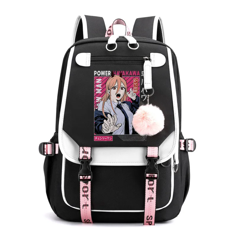 Anime Chainsaw Man School Backpack Denji Power Cute Print Cartoon ...