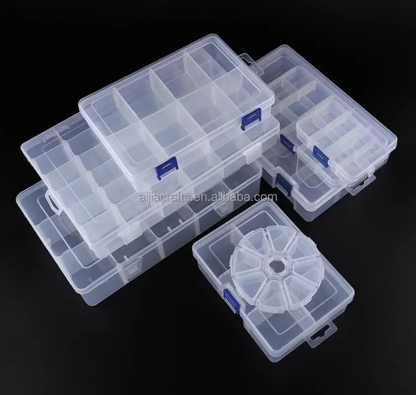 Organizer Box Clear Plastic Adjustable Compartments Storage Container ...