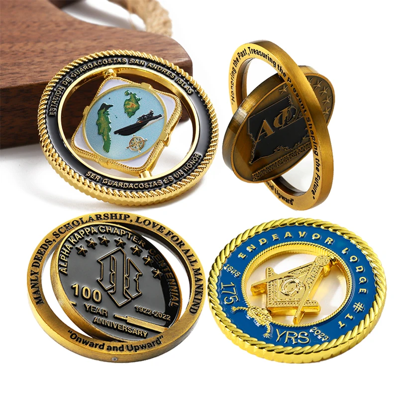 Custom 3D Spinning Commemorative Coins - JIABO Metal Art