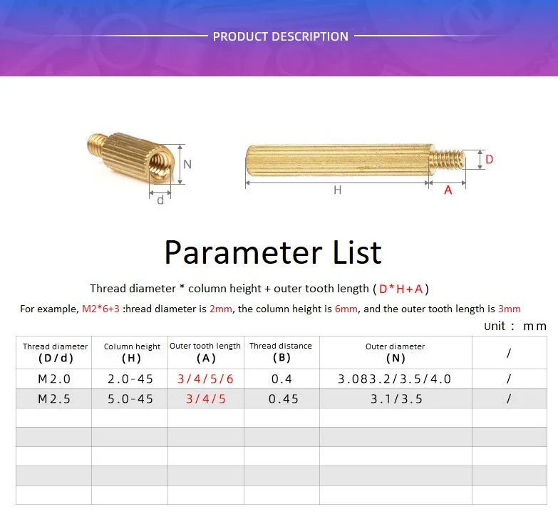 M2 Hexagonal Copper Column/single-head Copper Stud -pcb Wire Box ...