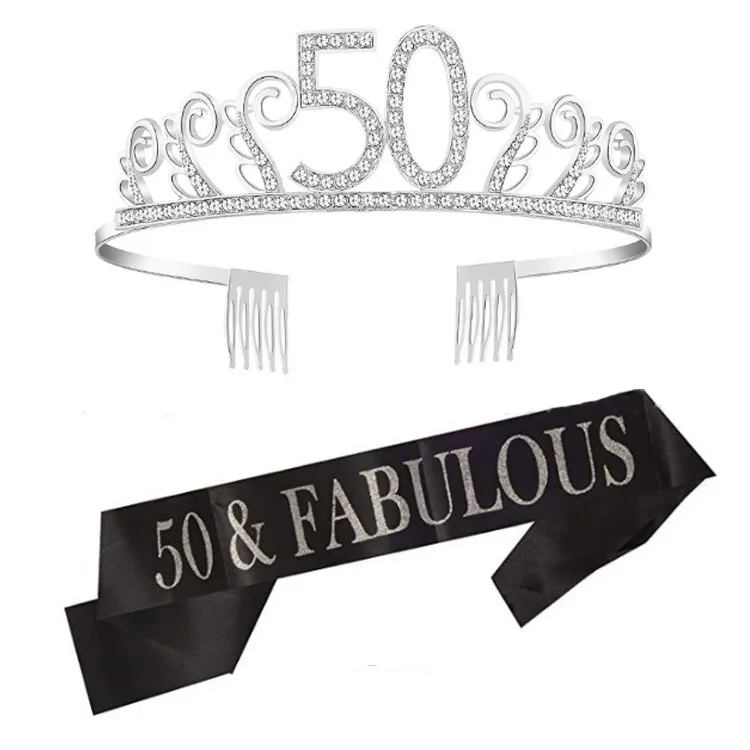 50th Birthday Sash And Tiara For Women - Buy Fabulous Glitter 50th Sash ...