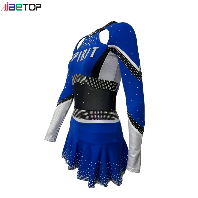Blue Spandex Custom Cheerleading Uniforms Wholesale Cheerleading ...
