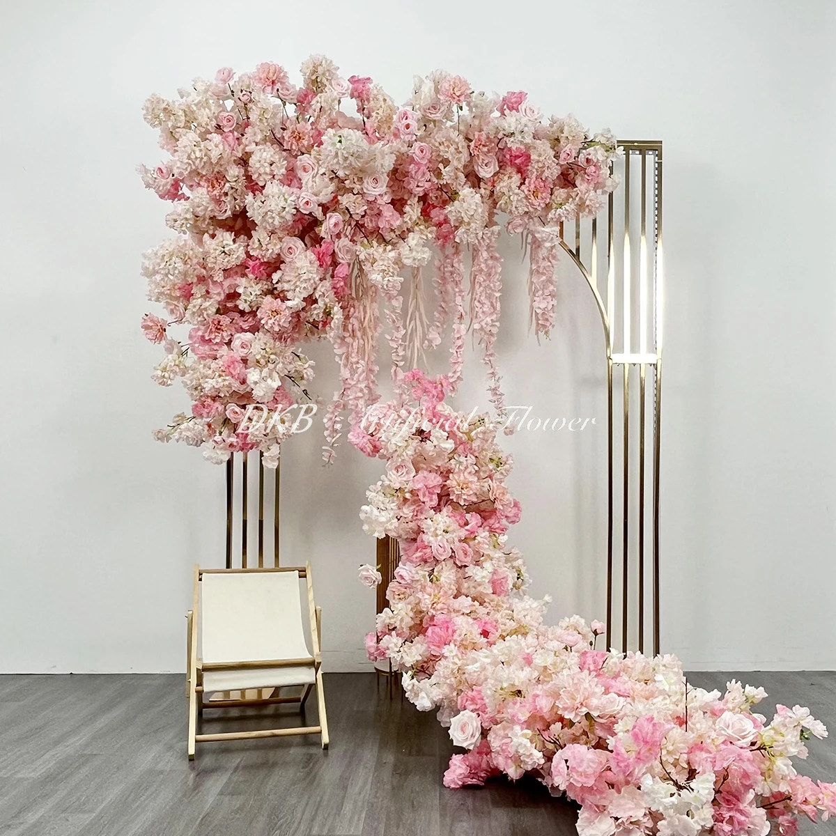 2025 new design flower arch backdrop 5d pink silk rose tropical flowers ...