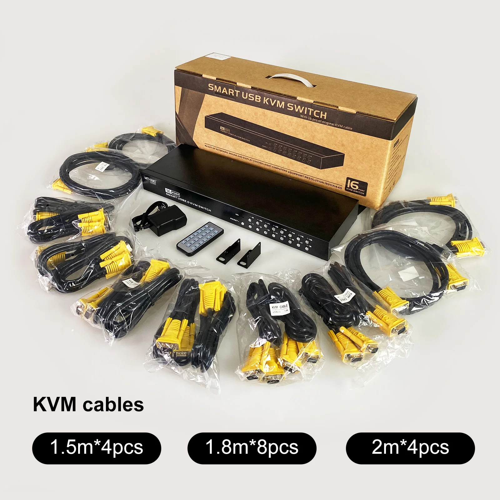 16 Port Kvm Switches Vga + Cables (upgraded 2in1),Mt-viki 1u Rackmount ...