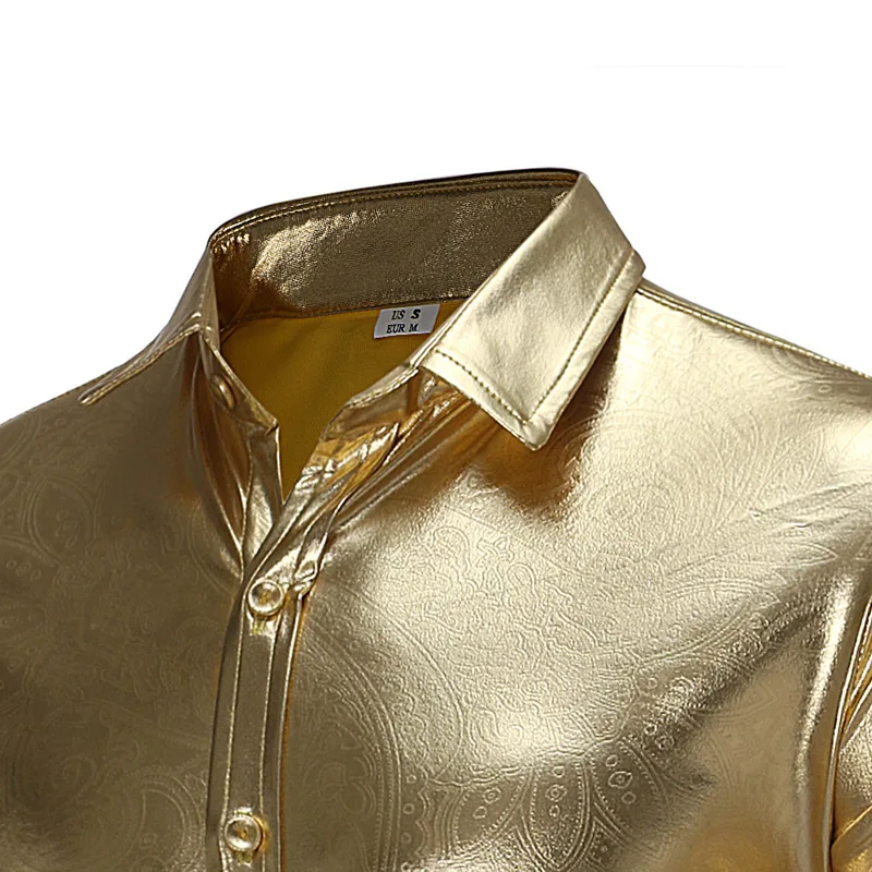 Luxury Royal Gold Foil Metal Gold Black Long Sleeve Shirt