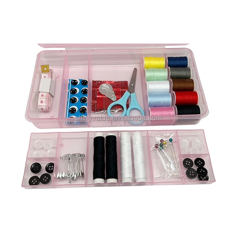 2-Layer Plastic Box Sewing Kit With Multiple Accessories Includes ...