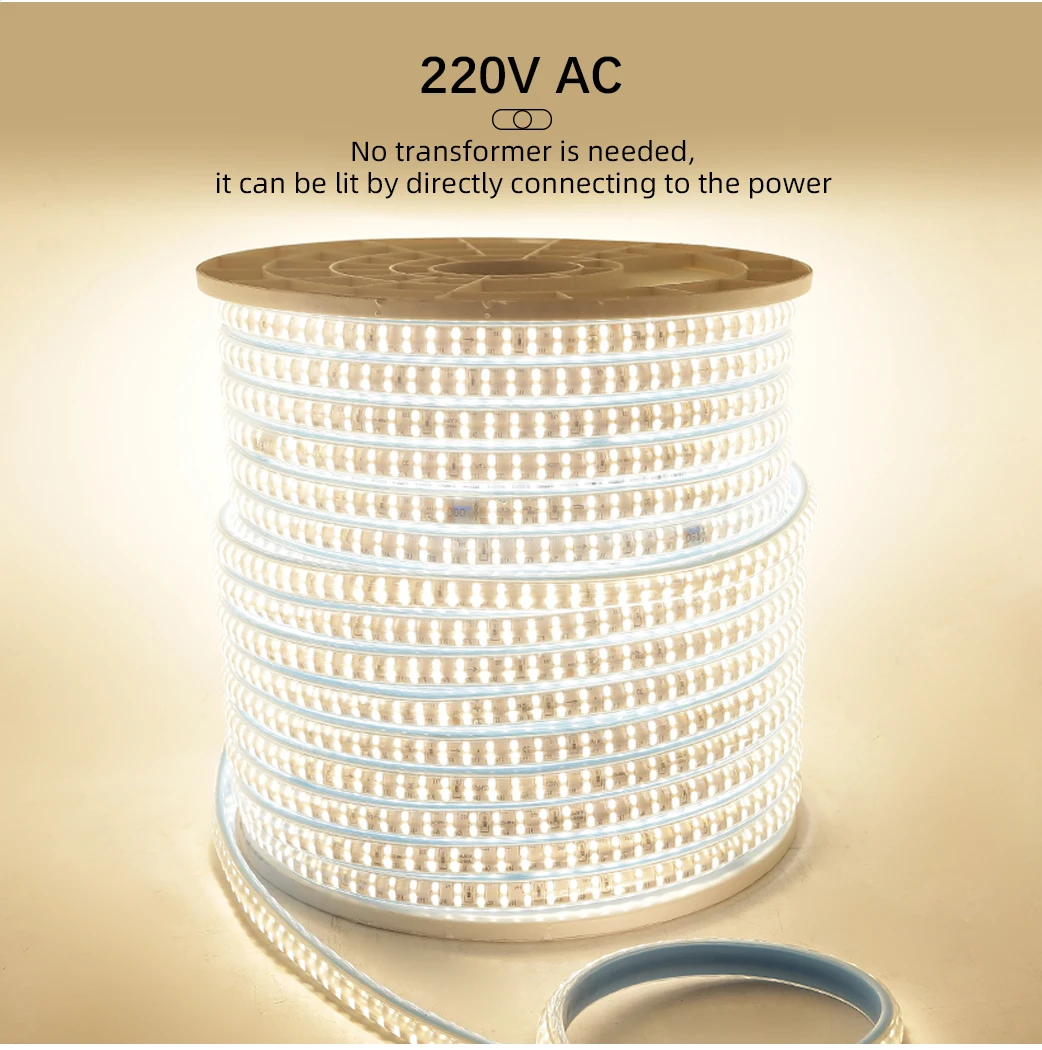 Ac220v Smd 2835 Led Strip Lights Ip65 Waterproof 100 Meters 120leds Flexible Strip Lights Led ...