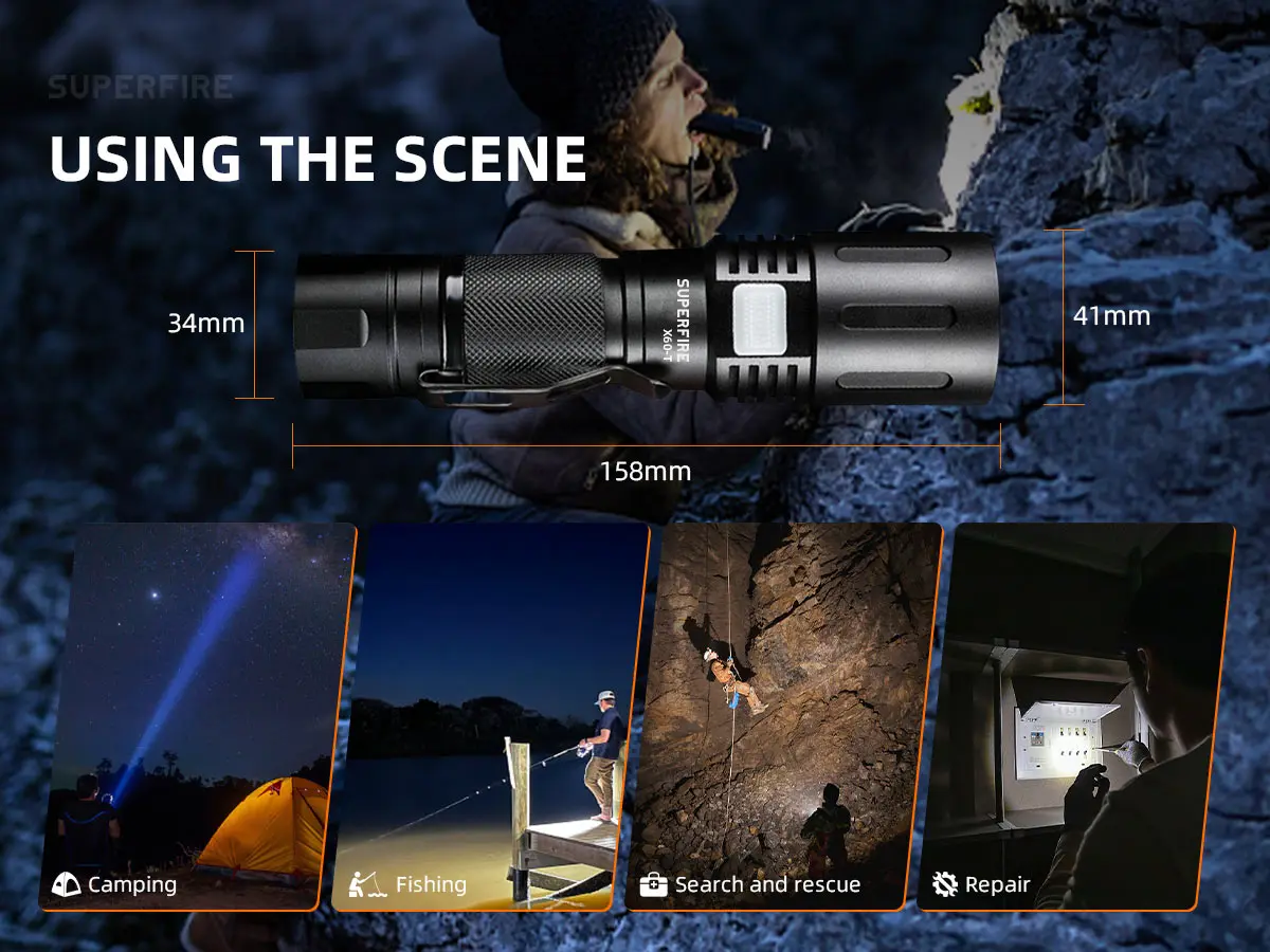 2000lumens Camping Hiking Hunting Portable Rechargeable LED Torch