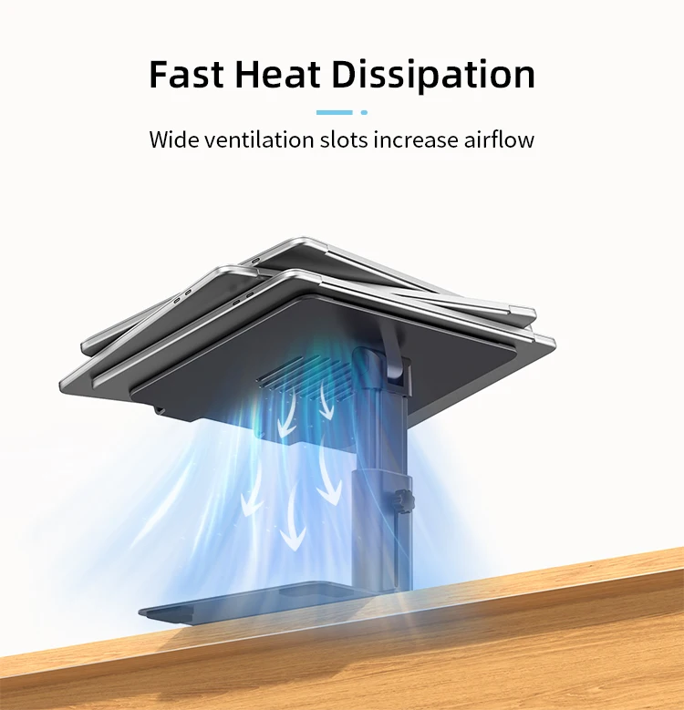 15W Wireless Charger Laptop Elevator Stand - Adjustable & Stylish