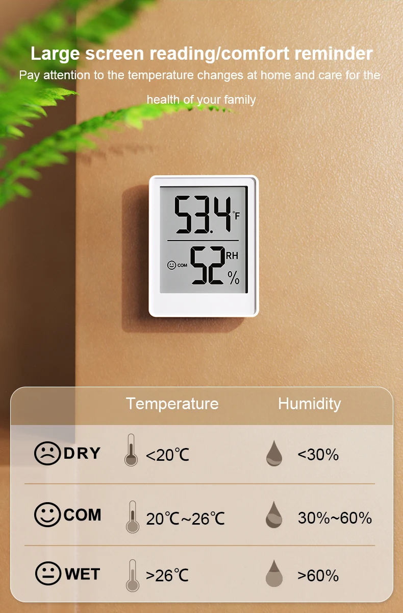 Digital Thermo-Hygrometer, Indoor Outdoor Thermometer Hydrometer with ...