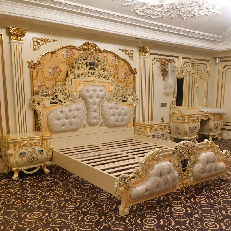French Palace Bed European Style Master Bedroom Painted Solid Wood ...