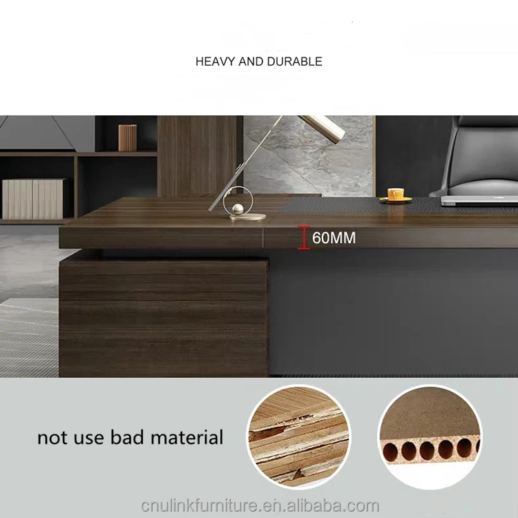 Luxury Executive CEO Wooden Office Table - Modern L-shape