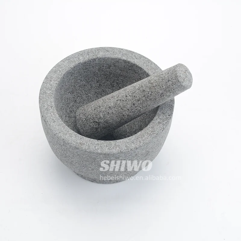 20cm Granite Grinder Bowl Molcajete Stone Bowl with Grinder Mortar and ...