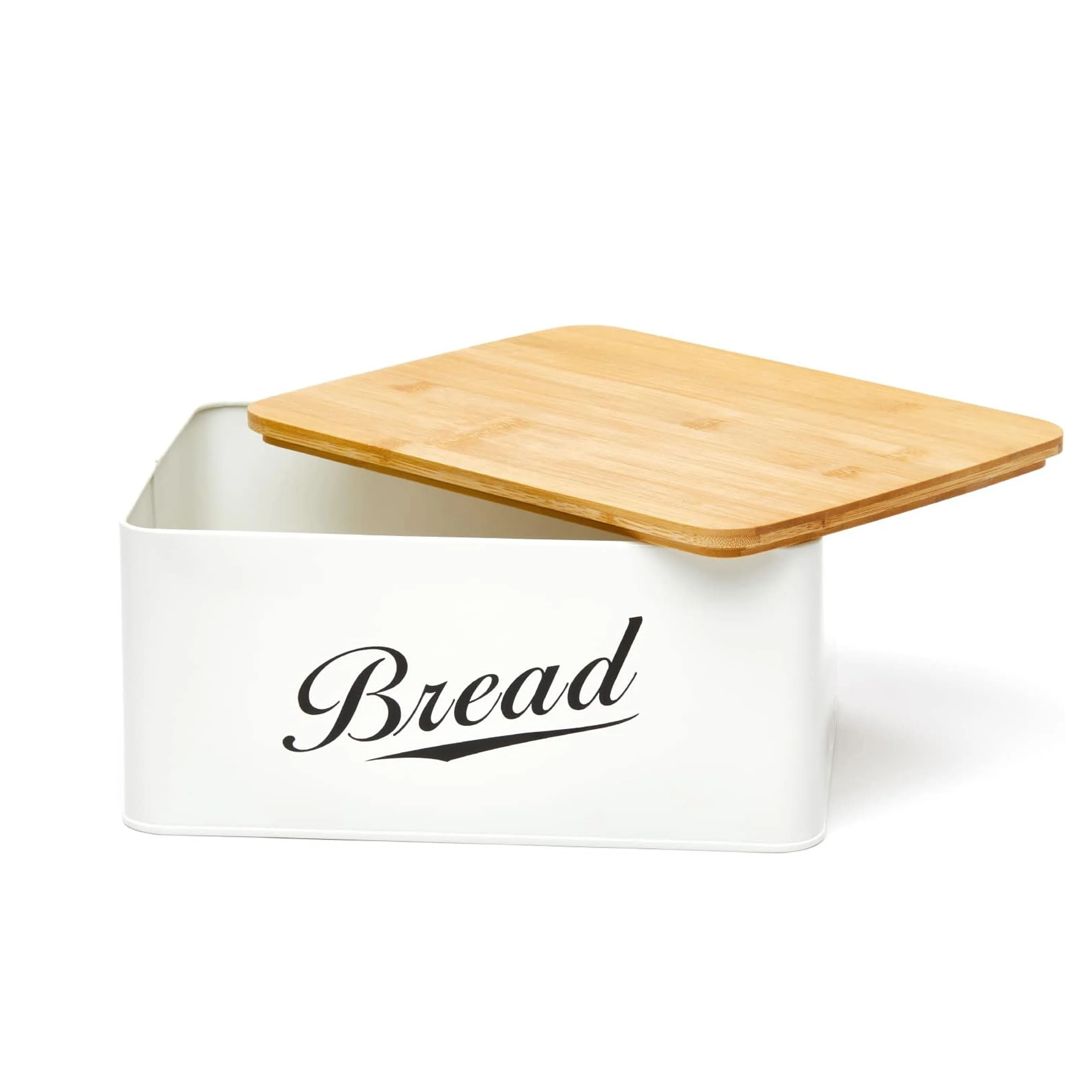 VMAX Modern Metal Bread Box with Bamboo Cutting Board Lid