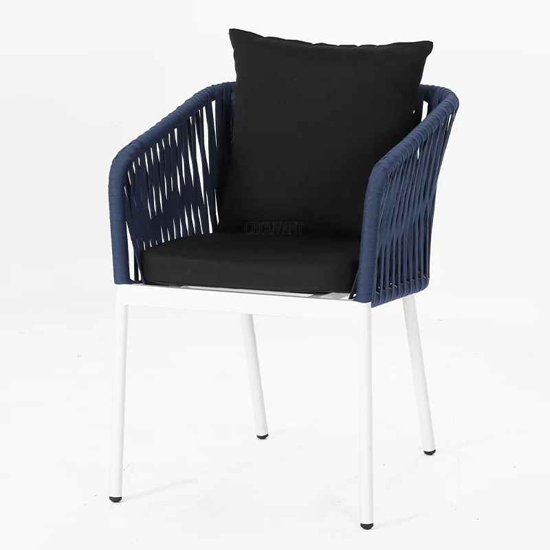 Nordic Outdoor Aluminum Braided Rope Dining Chair Waterproof Flame ...