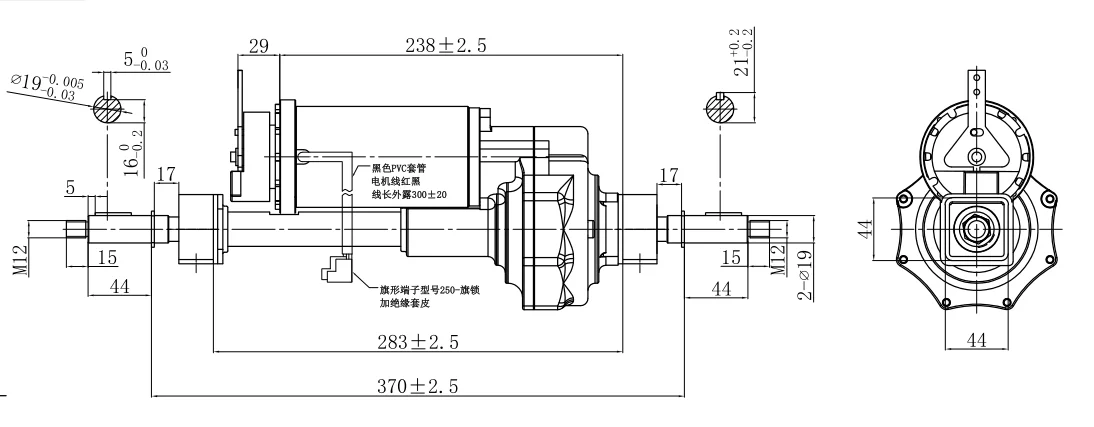 250w 350w DC Motor Transaxle for Go Kart & Buggy Assembly