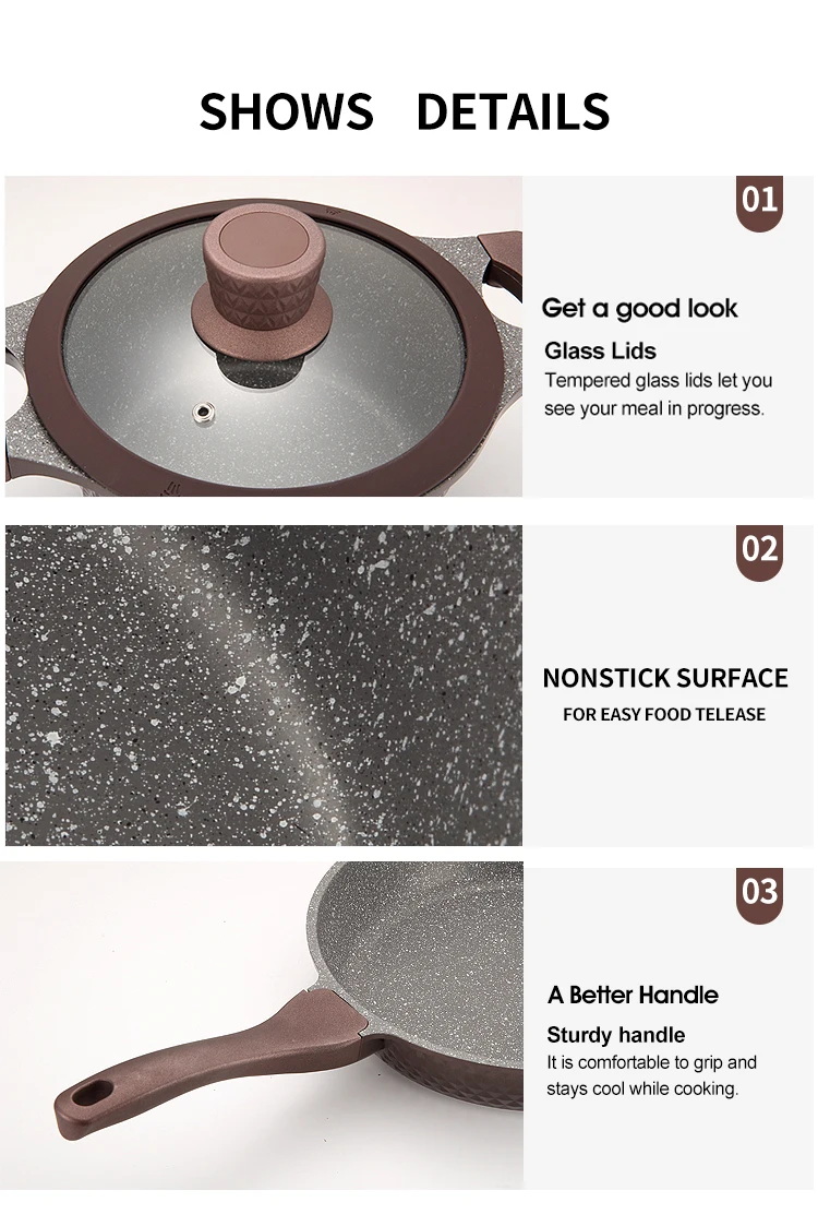 Casserole Set Cooking Pots High Performance Non Stick Granite Material ...
