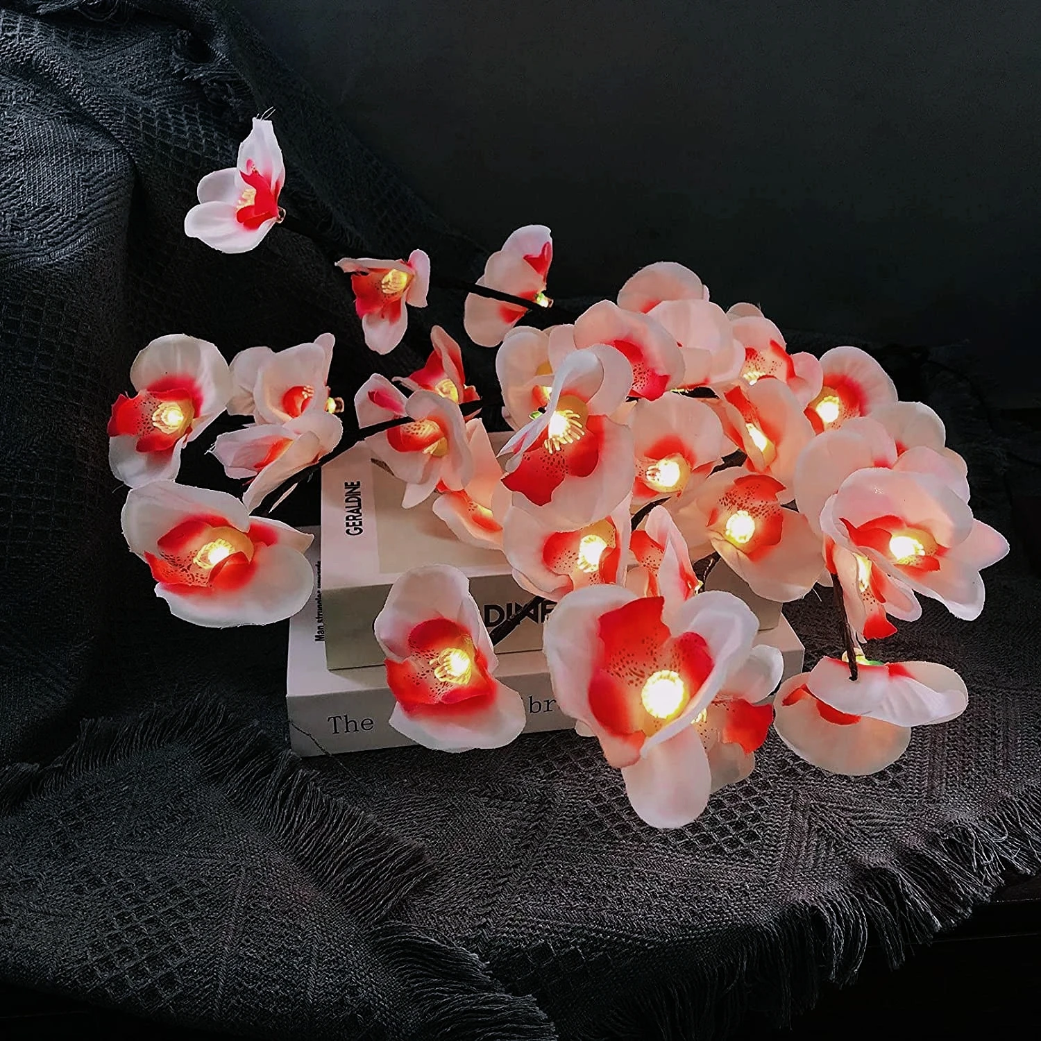 Led Lace Rose Flower Branch Light Battery Operated Artificial Floral ...