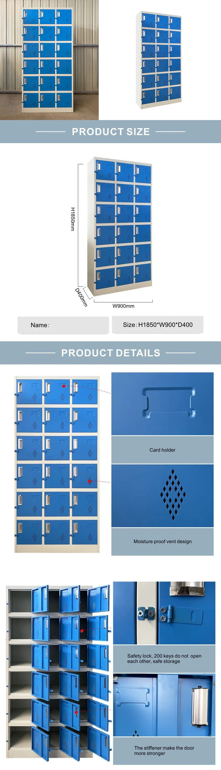 18 Door Steel Gym Locker - Secure Storage for Changing Room