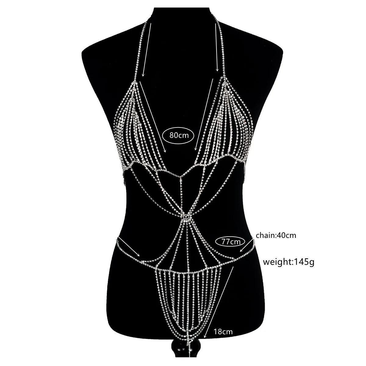 Shiny Pearl Rhinestone Bikini Jewelry Jumpsuit Ladies Crystal Body