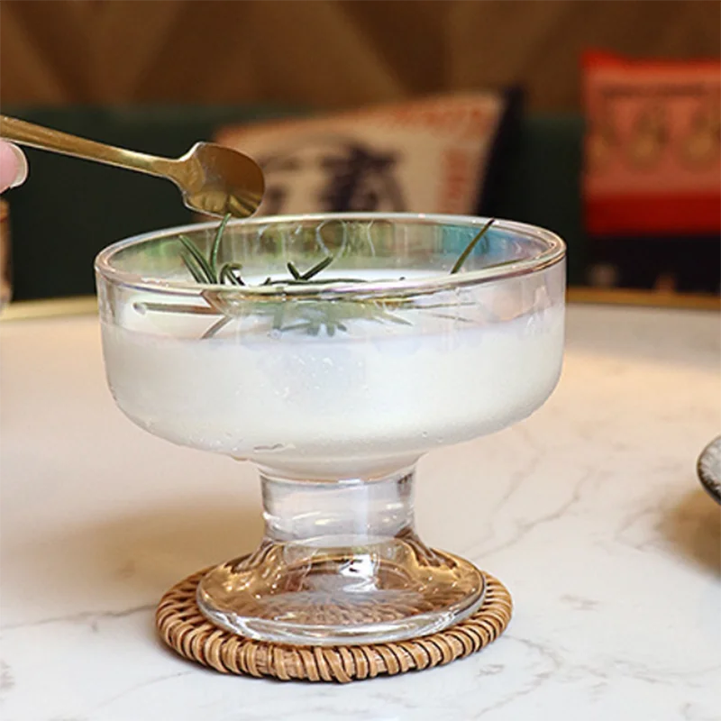 200ml Flower Base Glass Cup Dessert Ice Cream Cup - Buy Flower Base Bar ...